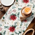 Christmas Table Runner 90 Inches, Xmas Botanical Floral Farmhouse ...