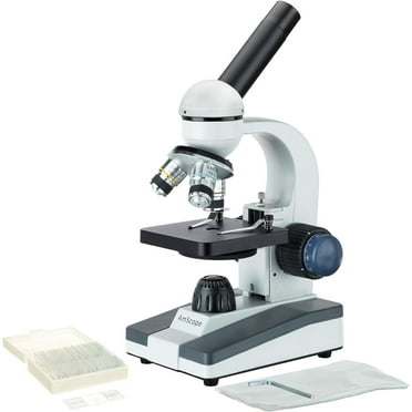 AmScope M158C-2L-PS25 Cordless Compound Monocular Microscope, WF10x and ...