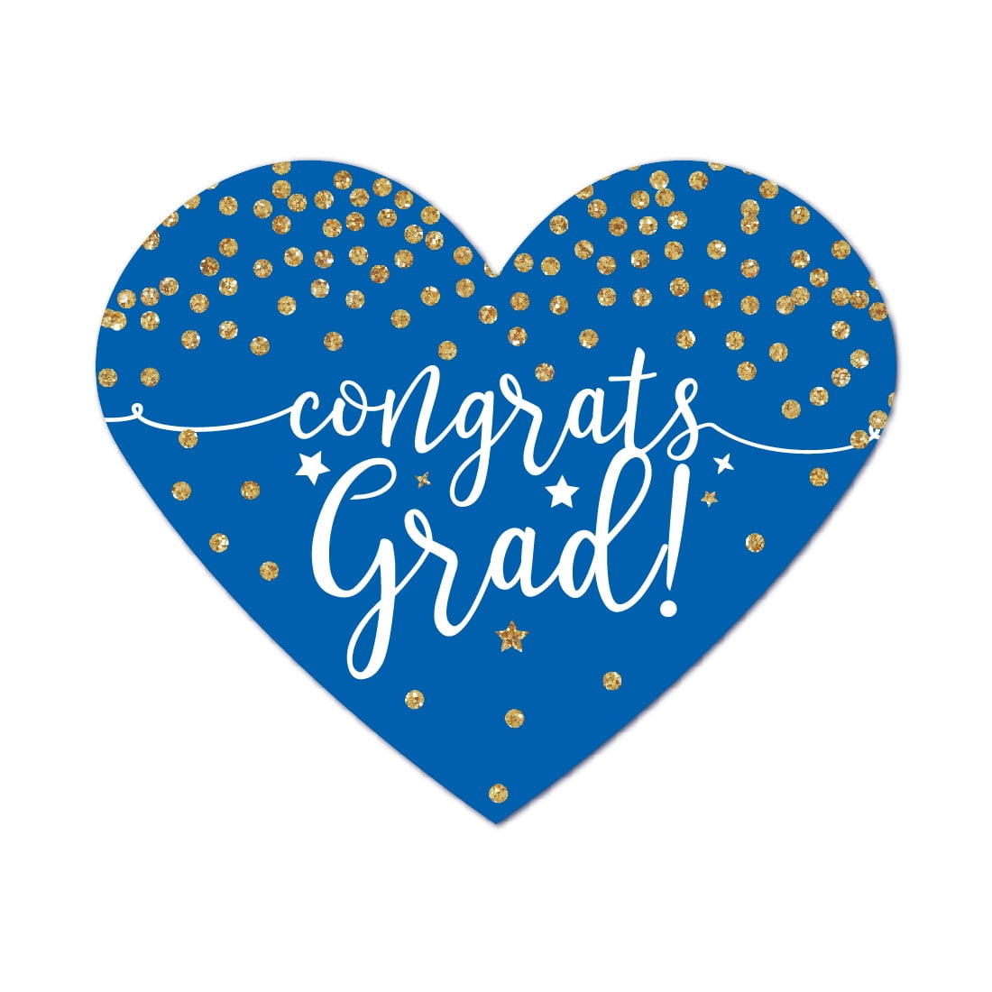 Royal Blue and Gold Glittering Graduation, Heart Label Stickers ...
