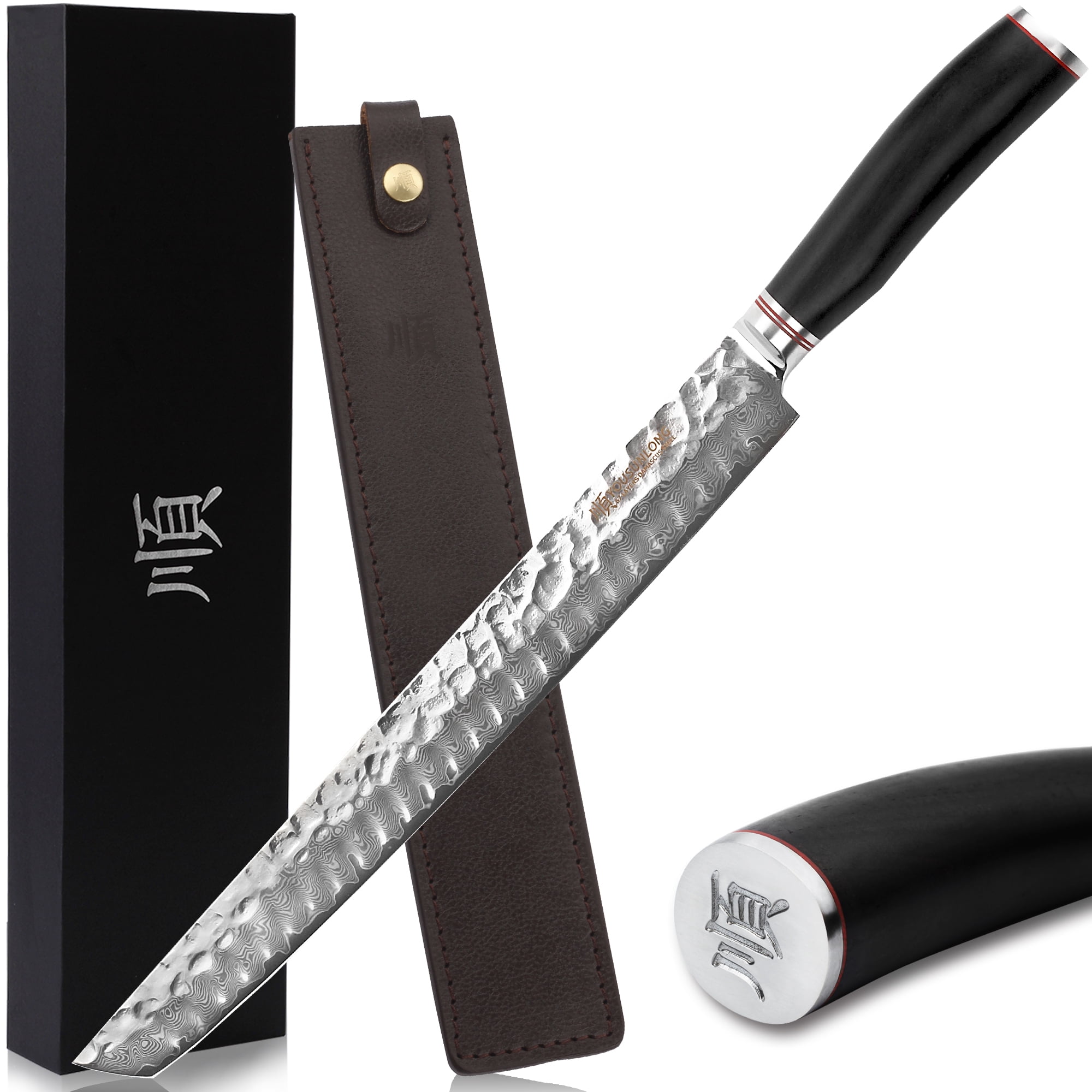 YOUSUNLONG Sujihiki Knife 13 Inch - Japanese Damascus Steel Fillet ...