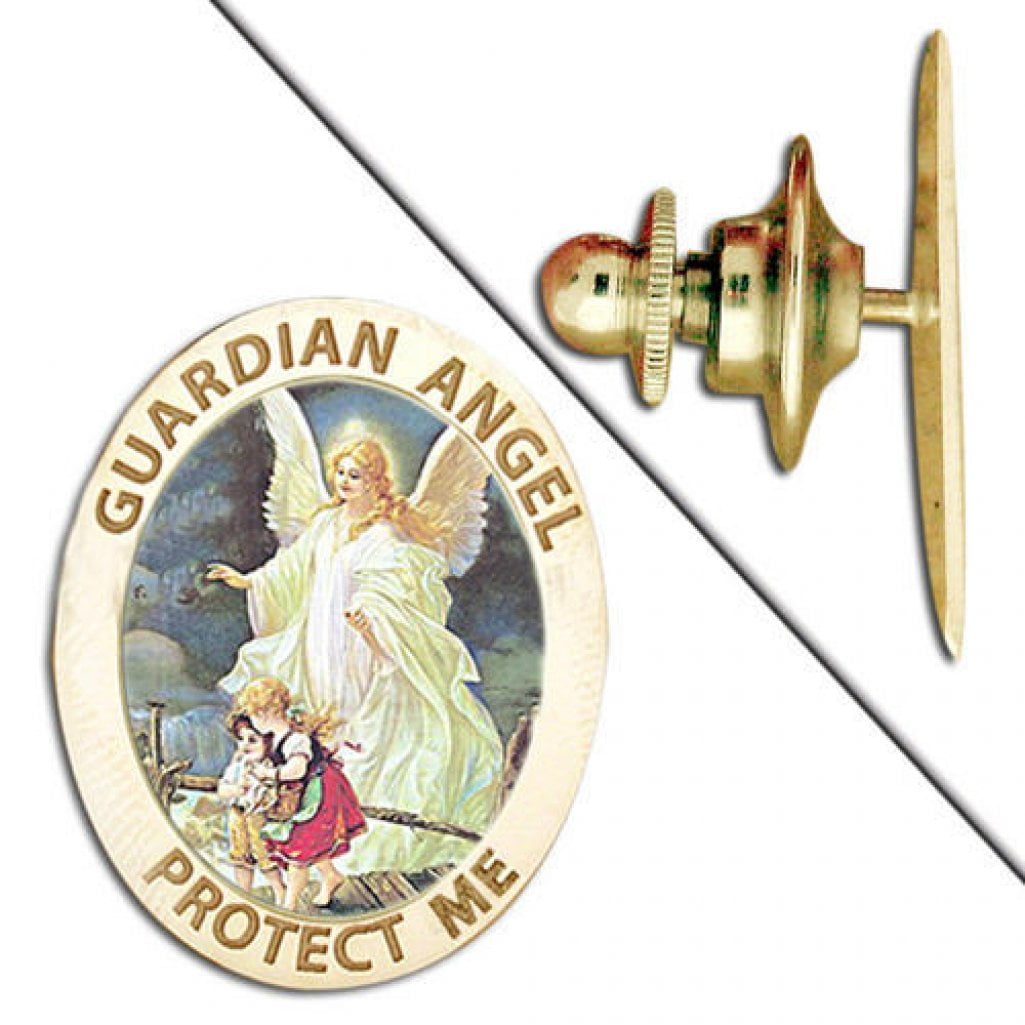 PicturesOnGold.com Guardian Angel "Protect Me" Color Pin - 2/3 in x 3/4 ...