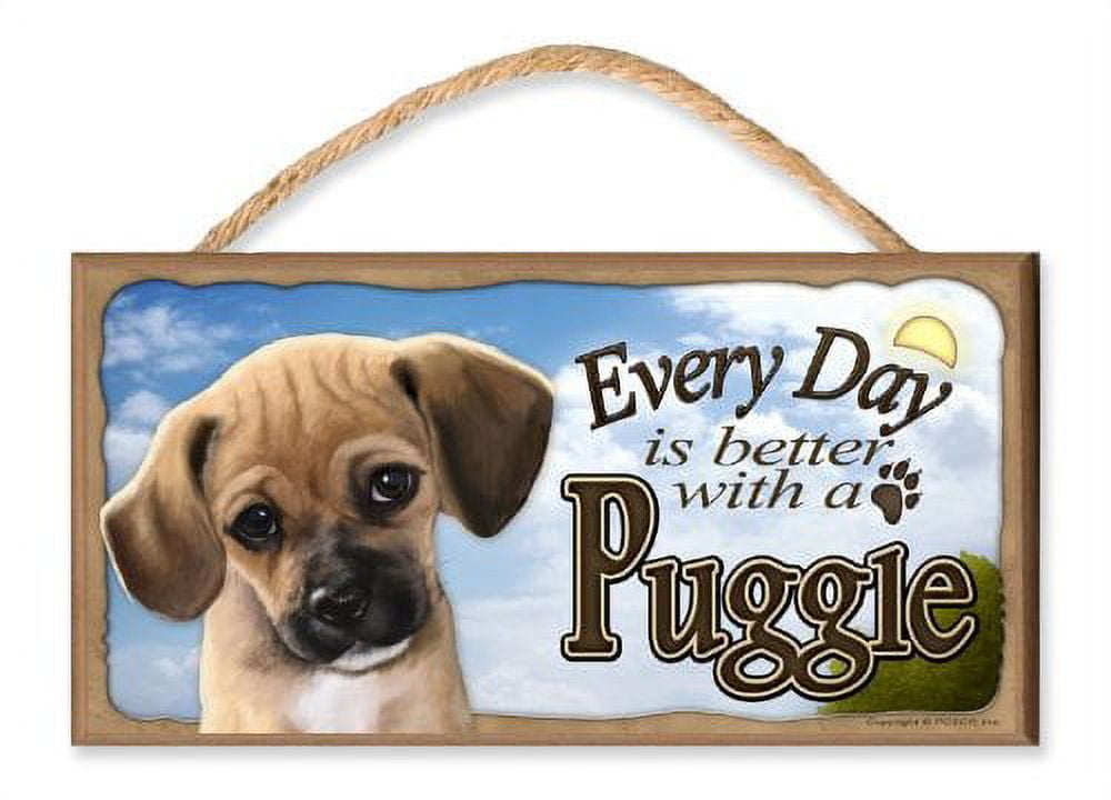 Every Day is Better With A Puggle (blue sky theme) Wooden Dog Sign ...