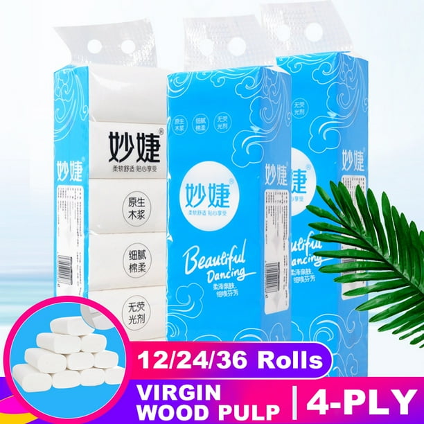 24 Rolls Toilet Paper Bulk Bath Tissue Bathroom White Strong Soft 4 Ply ...