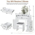 USIKEY Corner Vanity Set with Mirror, Charging Station, LED Lights ...