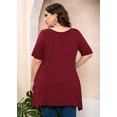 Showmall Plus Size Tunic Tops For Women Clothes Short Sleeve Burgundy 5x Summer Blouse Swing Tee