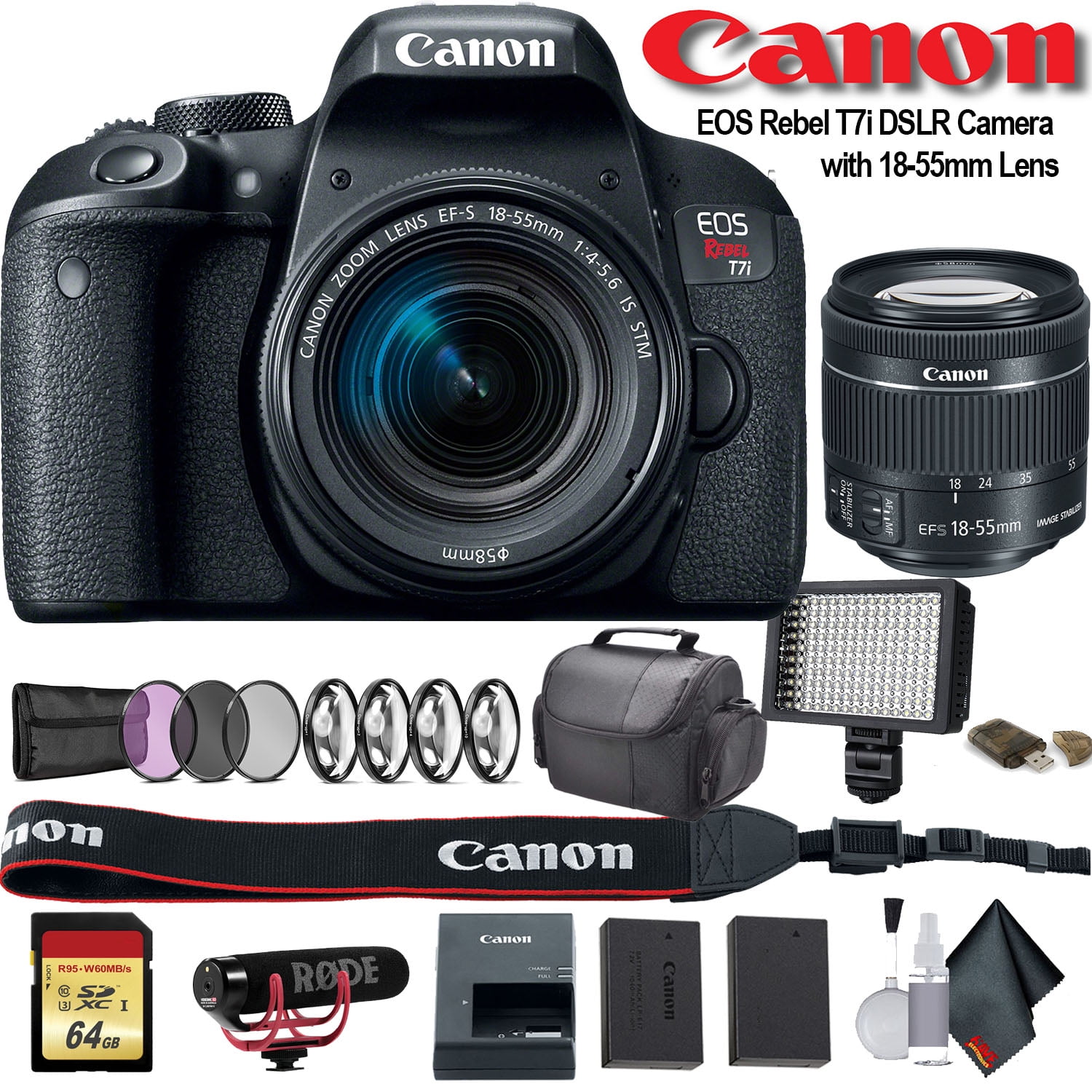 Canon EOS Rebel T7i DSLR Camera with 18-55mm Lens (Intl Model) W/ Bag ...