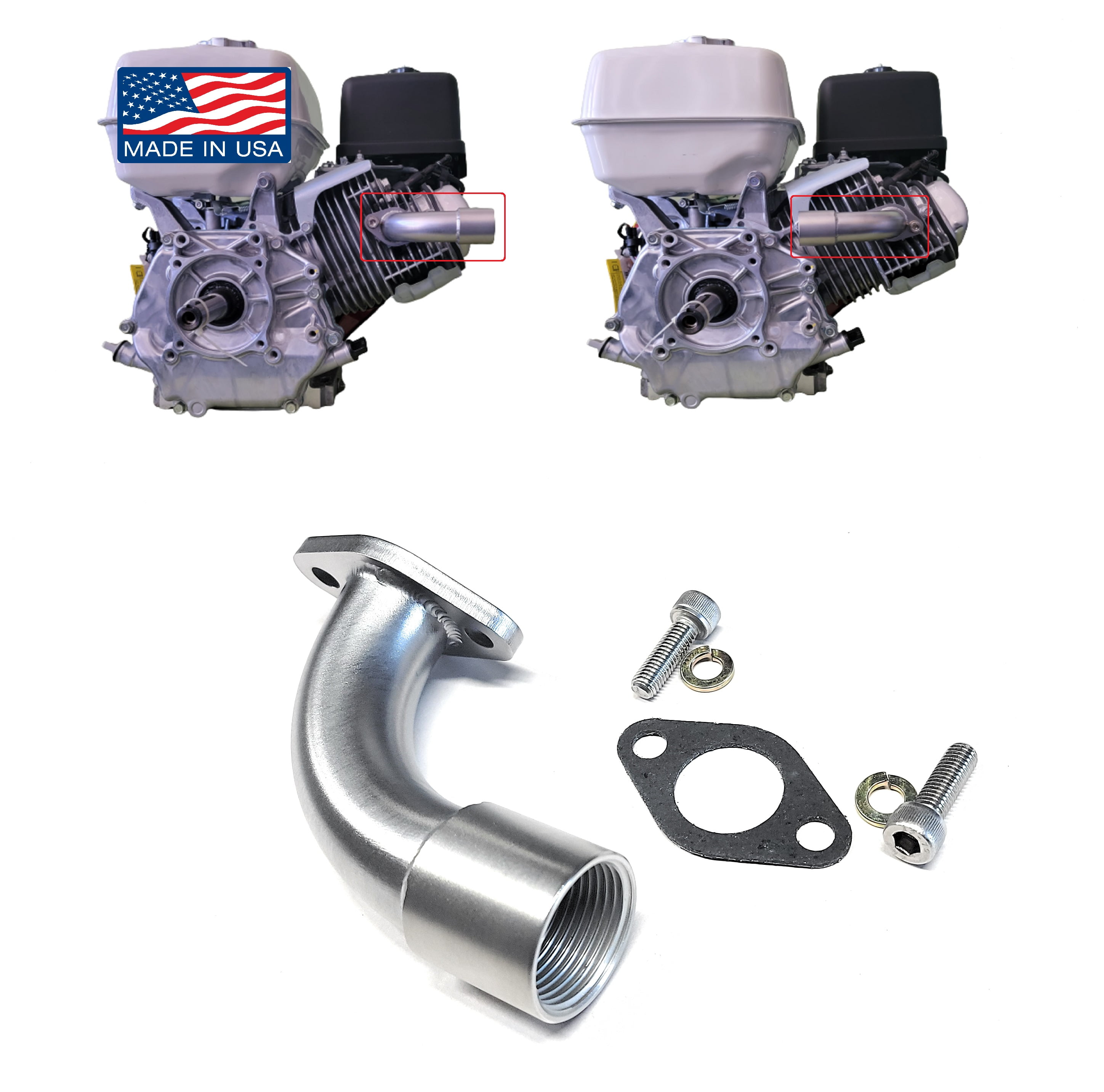 Low and short Exhaust Pipe for Predator 301 & 420cc, Honda GX 240 GX270 ...