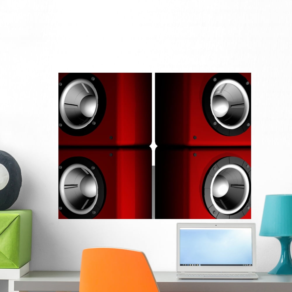 Red Speaker Wall Mural Decal by Wallmonkeys Vinyl Peel and Stick ...