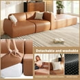 105" Boneless Cloud Sectional Sofa, Modular L-Shaped Couch with Removable Leather Cover & Memory ...