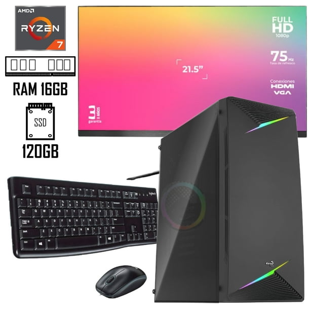 Computadora Gamer AMD Ryzen 7 5700G SSD 480GB RAM 16GB Radeon 500W 80 ...