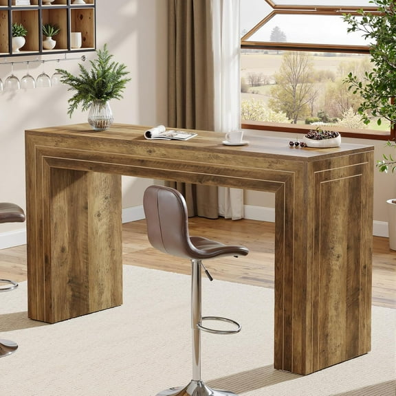 Wisfor Bar Table Rectangle Marble Coffee Table for Home Kitchen Pub Office, 48x16x41inch ...