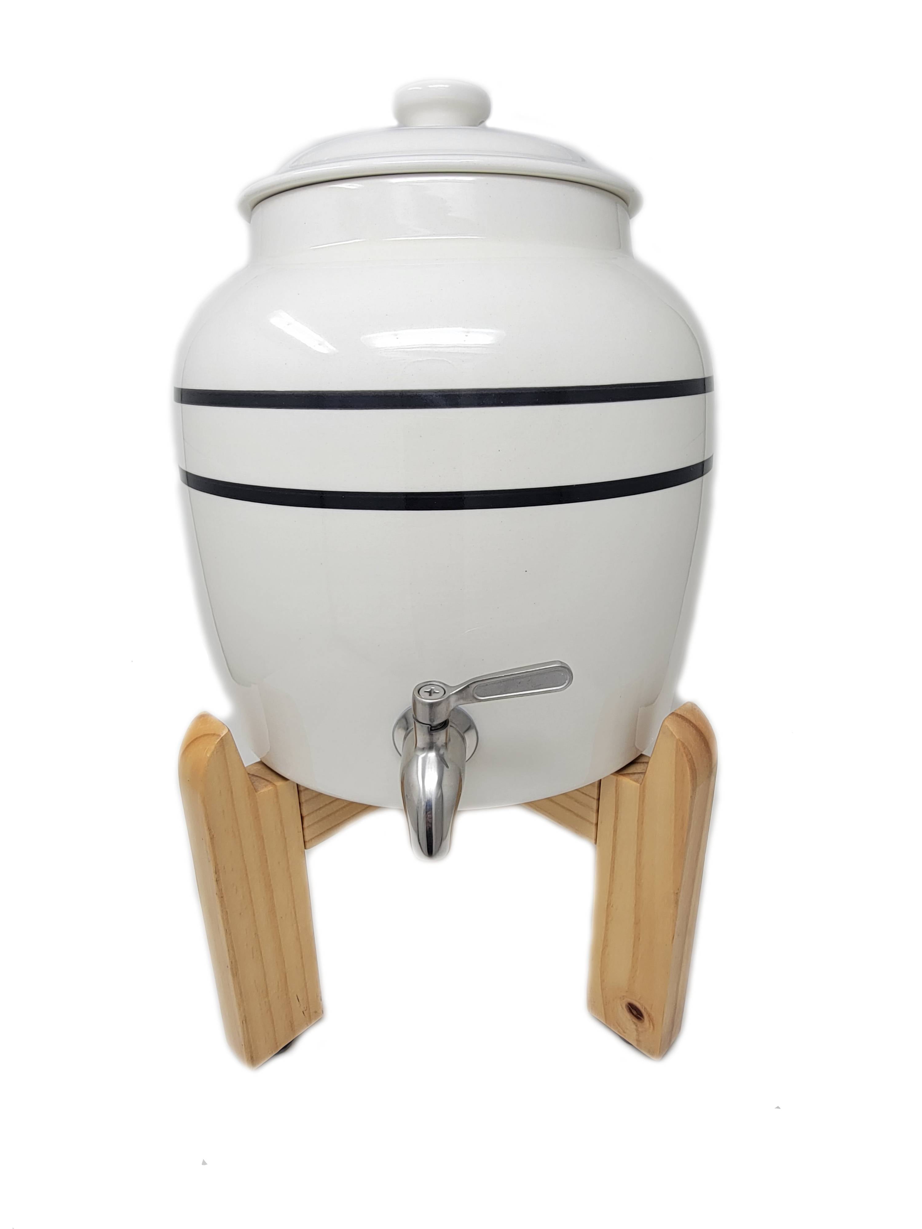 Porcelain Ceramic Water Dispenser Crock Set With Stainless Steel Faucet ...