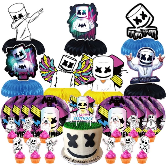 DJ Marshmello Birthday Party Supplies Balloons Plates Decoration Cake ...