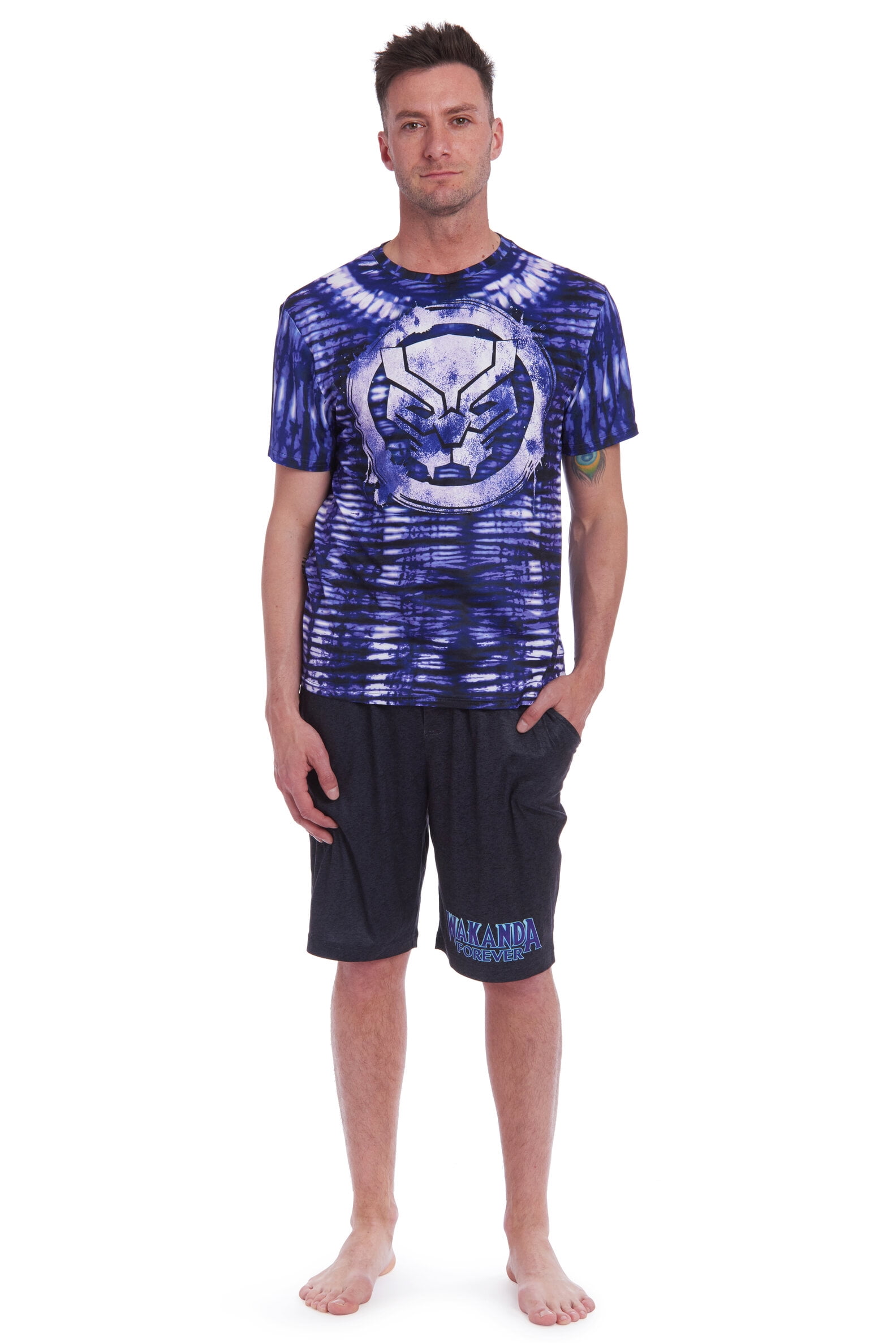 Marvel Avengers Black Panther Mens Pajama Shirt and Shorts Sleep Set ...