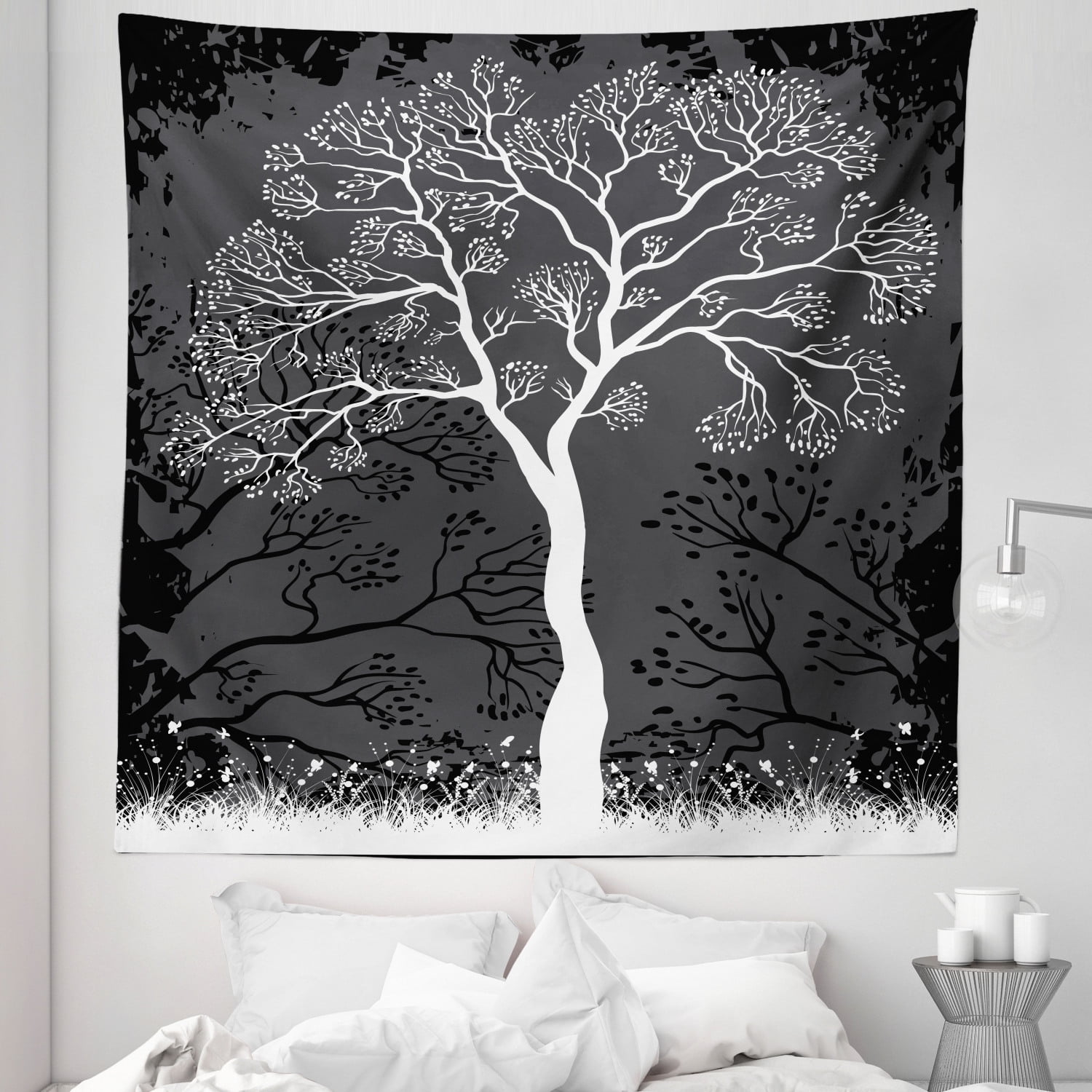 Tree Tapestry, Tree Illustration with Growing Branches Merry Seasonal ...