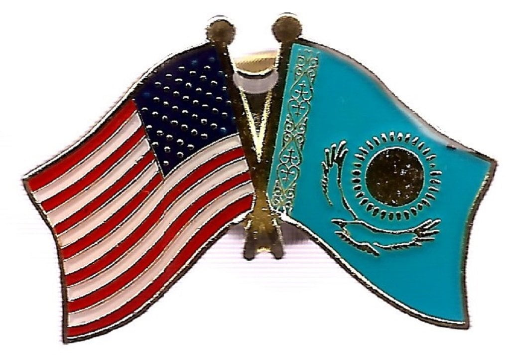 PACK of 3 Kazakhstan & US Crossed Double Flag Lapel Pins, Kazakhs ...