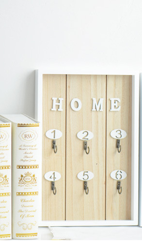 Chic Wooden Key Box Shabby Wall Hanging Storage Keys Hook Cabinet Home ...