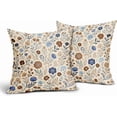 Blue Brown Vintage Floral Pillow Covers 18x18 Inch Set of 2 Rustic ...