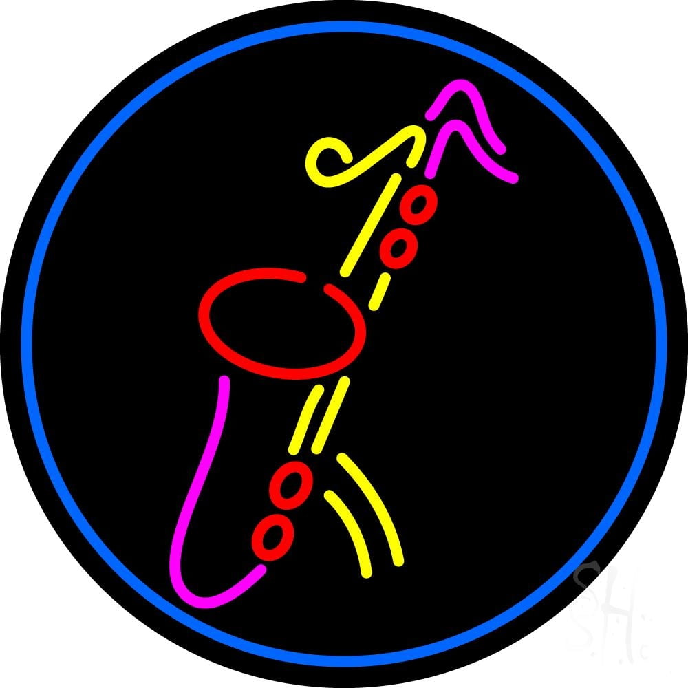 Yellow Saxophone Red Musical Note LED Neon Sign 26" Tall x 26" Wide ...