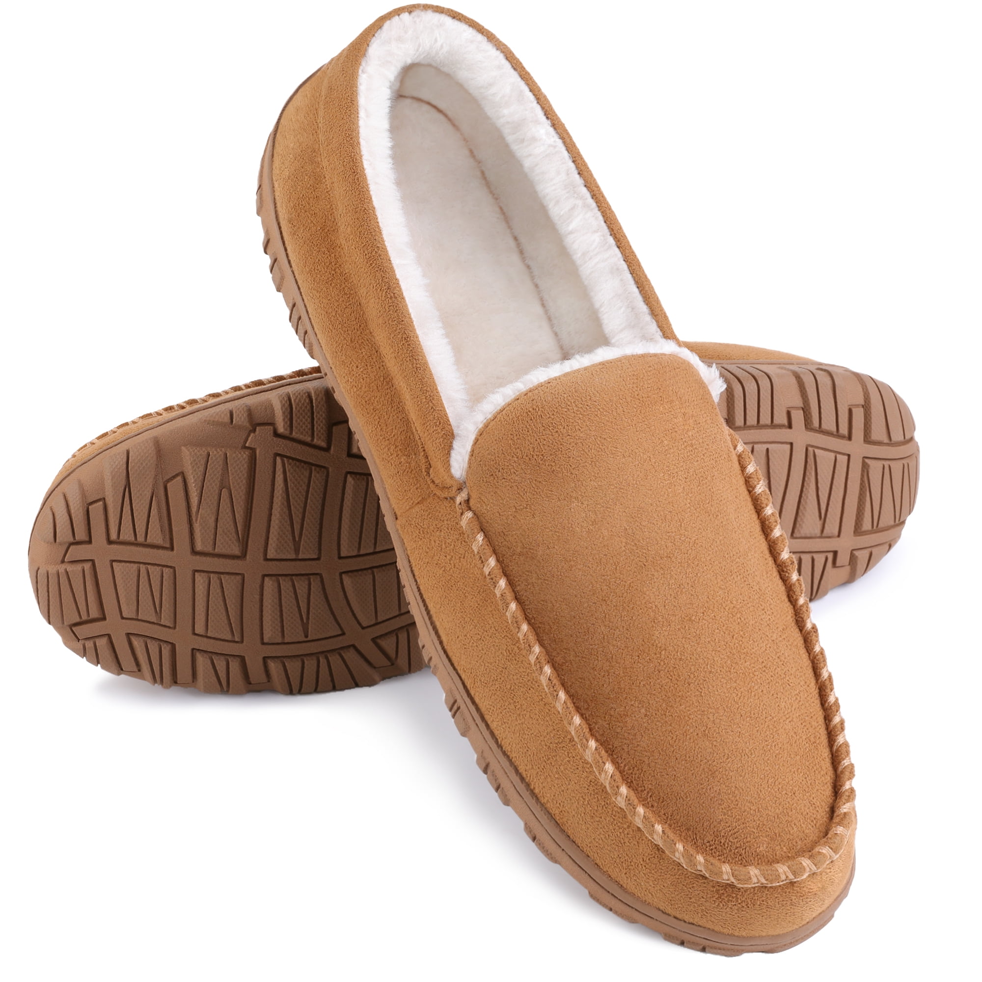 FUPPIA Mens Moccasin Slippers Indoor Outdoor Comfortable Warm Moccasins ...