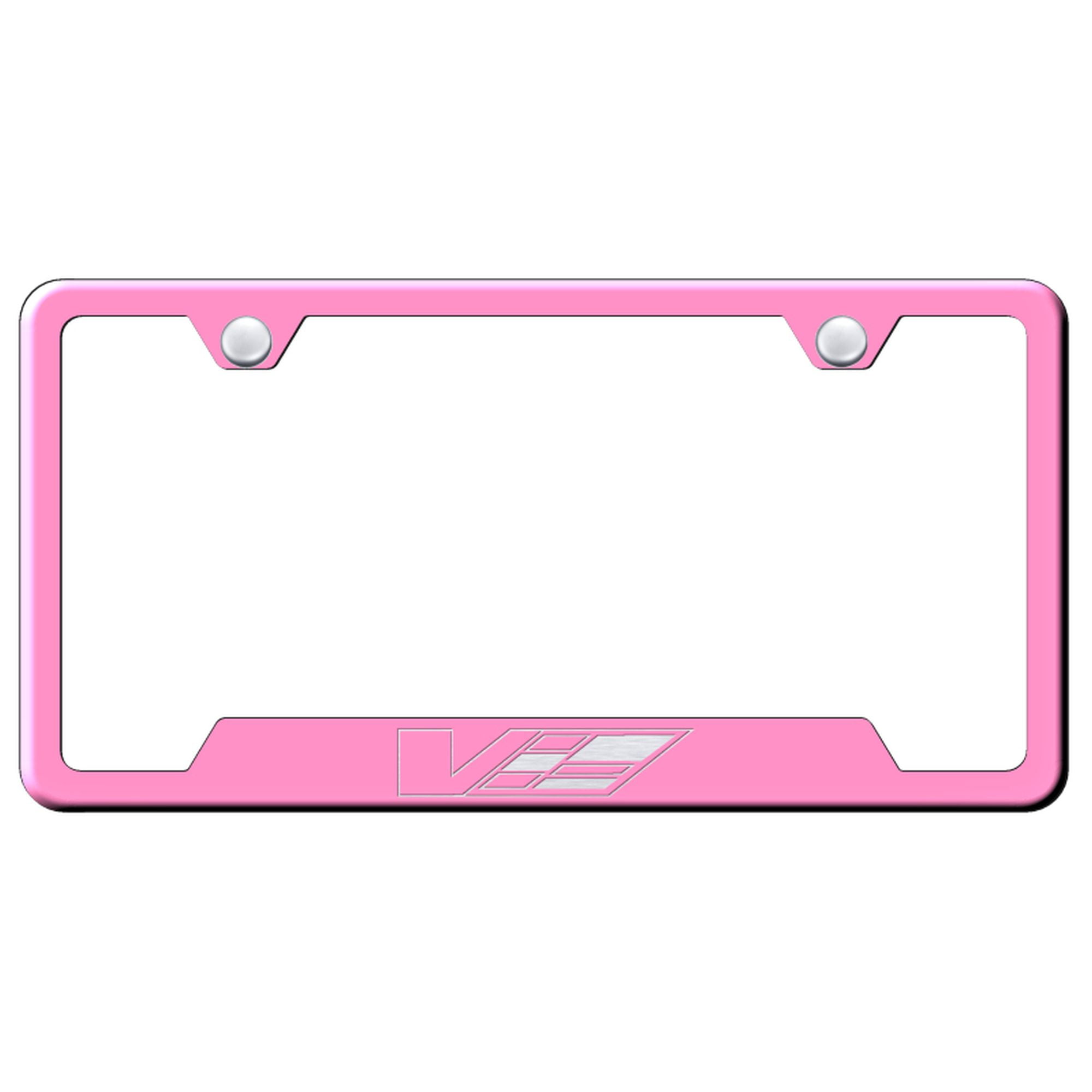 Cadilac V Laser Etched Logo Cut-Out License Plate Frame (Pink ...