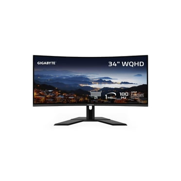 "GIGABYTE GS34WQC 34"" Curved Gaming Monitor, WQHD, 120Hz/OC 135Hz, 1ms ...