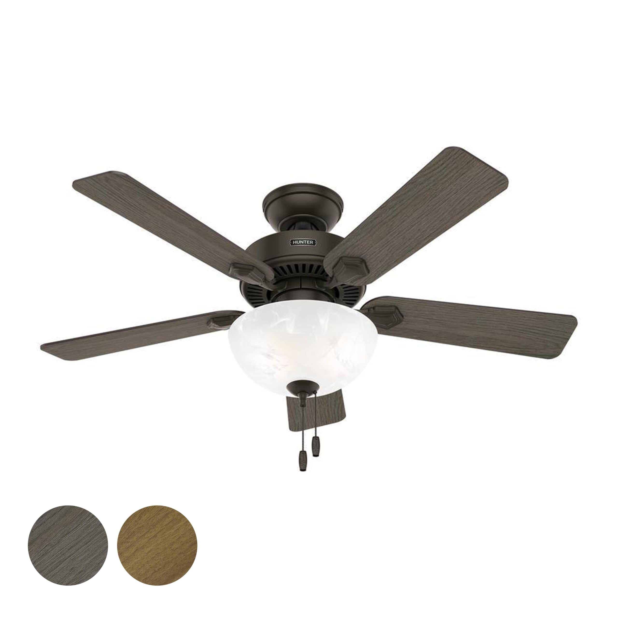 Restored Hunter Fan 44 inch Bronze Indoor Ceiling Fan with Light and ...