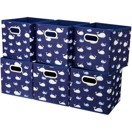 Fabric Cube Storage Bins Whale10.5x 10.5 x 11 in Foldabe Navy Blue ...