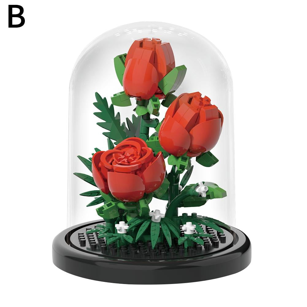 Eternal Flower Building Blocks Sunflower Rose Carnation Hibiscus Potted ...