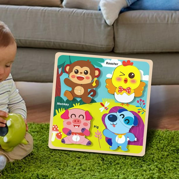 Rompecabezas de animales de madera, actividades de aprendizaje con 4 ...