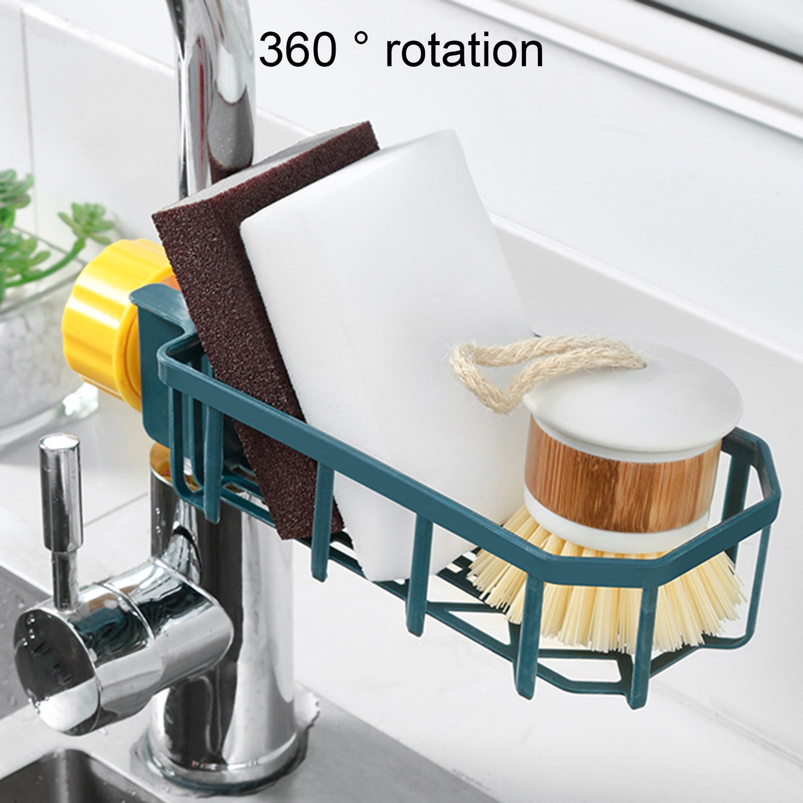Travelwant Sponge Holder Over Faucet Kitchen Sink Caddy Organizer ...