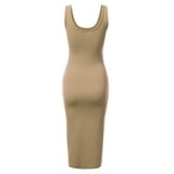 Doublju Women's Sleeveless Bodycon High Split Tank Midi Dress Shirring ...