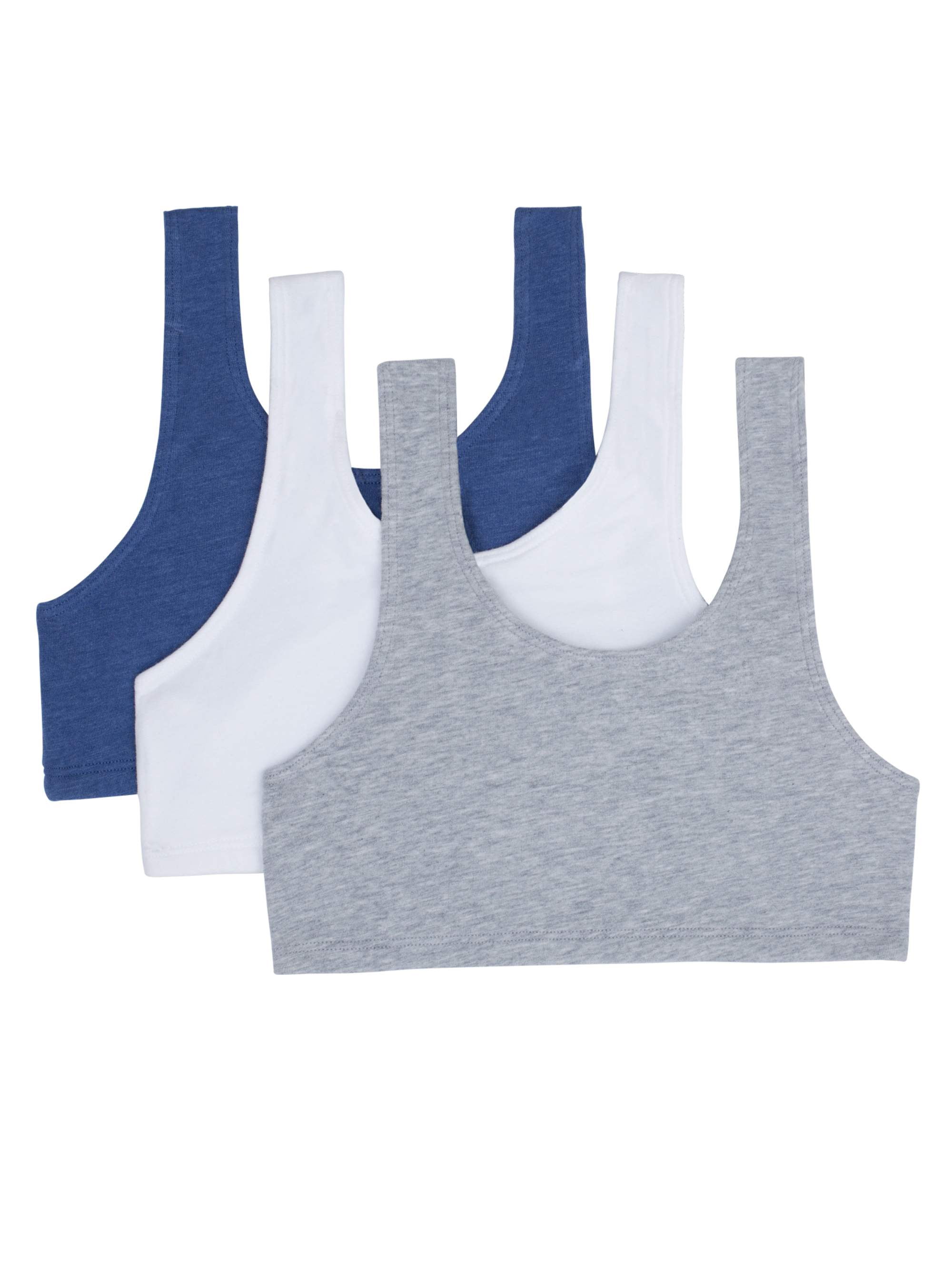 Fruit of the Loom Girls Pull Over Built Up Strap Cotton Sport Bra, 3 ...