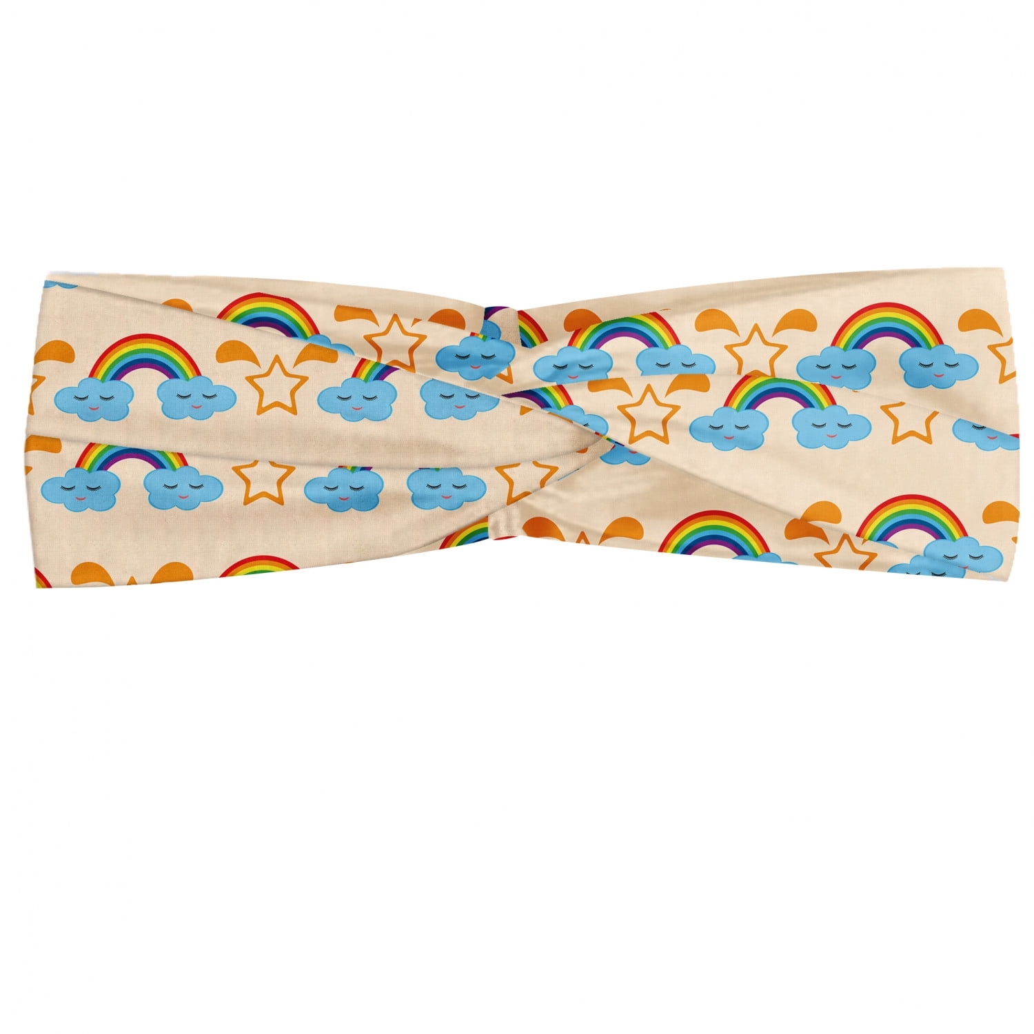 Nursery Headband, Star Clouds and Eyes Smiling Sleeping Happy Rainbows ...