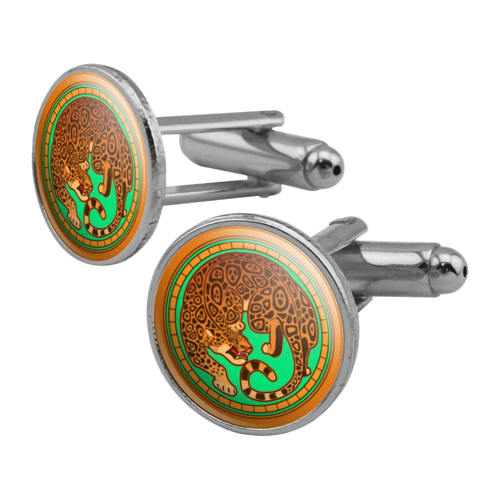 Jaguar in Gold Circle Round Cufflink Set Silver Color - Walmart.com