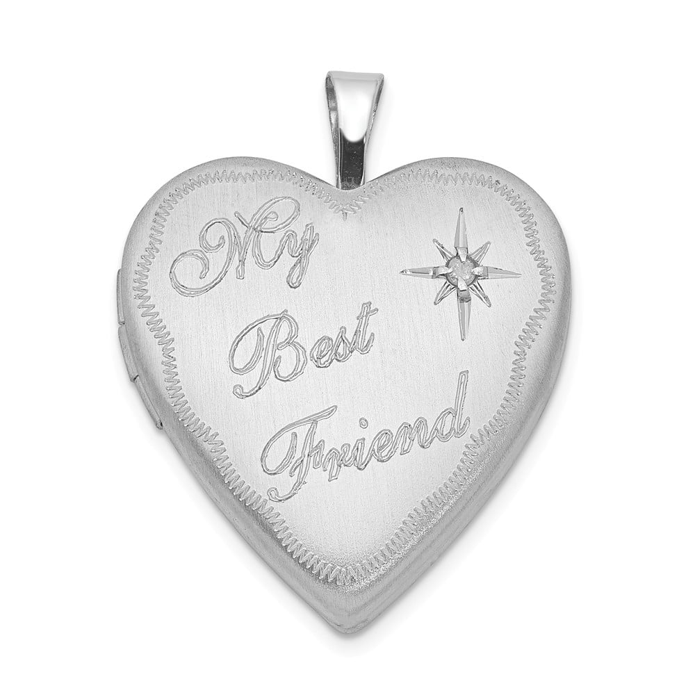 FB Jewels Sterling Silver Rhodium-plated 20mm Best Friend with Diamond ...
