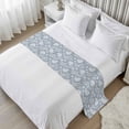 Abstract Paisley Bed Runner King Size Floral Leaves Blue Background ...