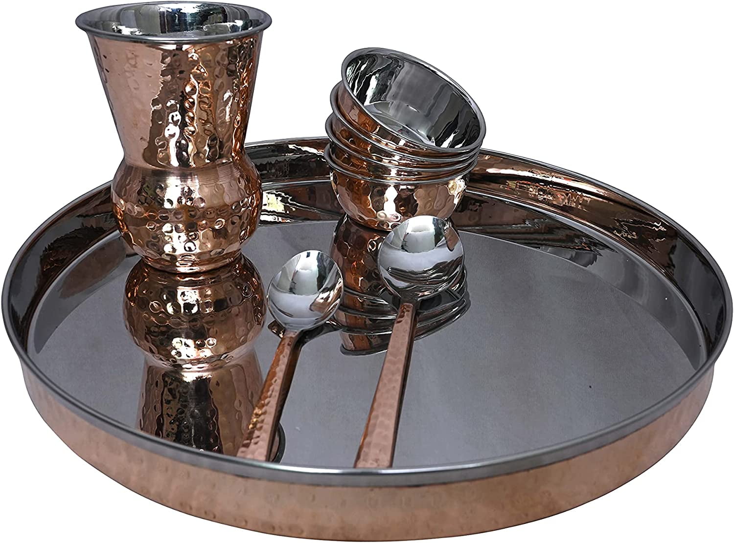Pack of 2 Set Stainless Steel Copper Traditional Dinnerware Set Of ...