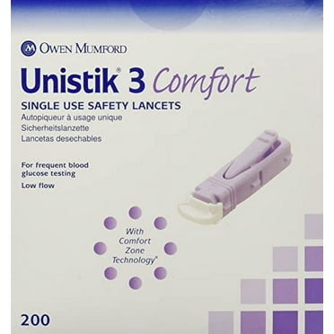 Unistik 3 Comfort Safety Lancets 28G (Box of 100) - Walmart.com