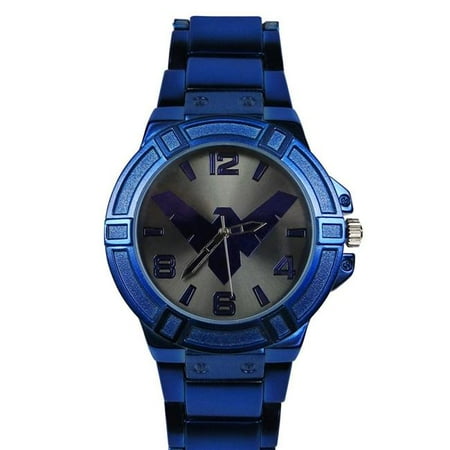 Nightwing wtchntsymmet Nightwing Symbol Blue Watch with Metal Band ...