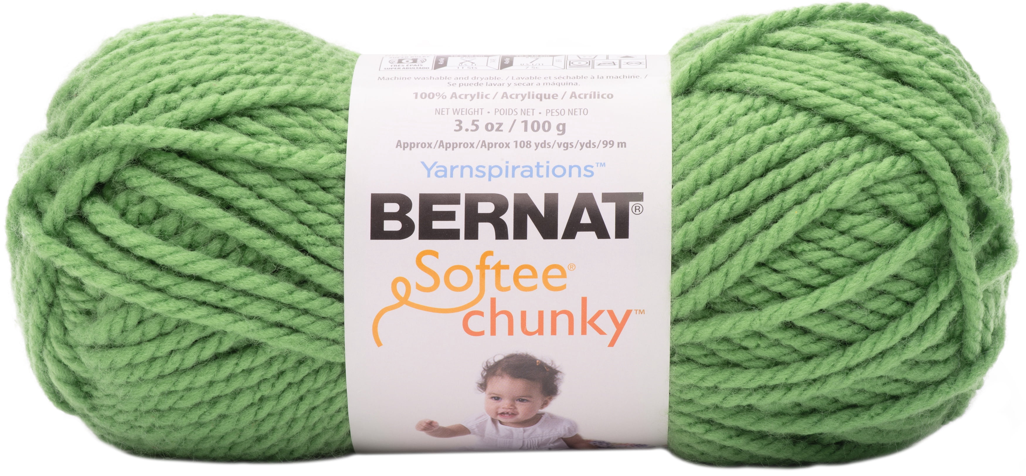 Spinrite Bernat Softee Chunky Yarn-Limelight - Walmart.com