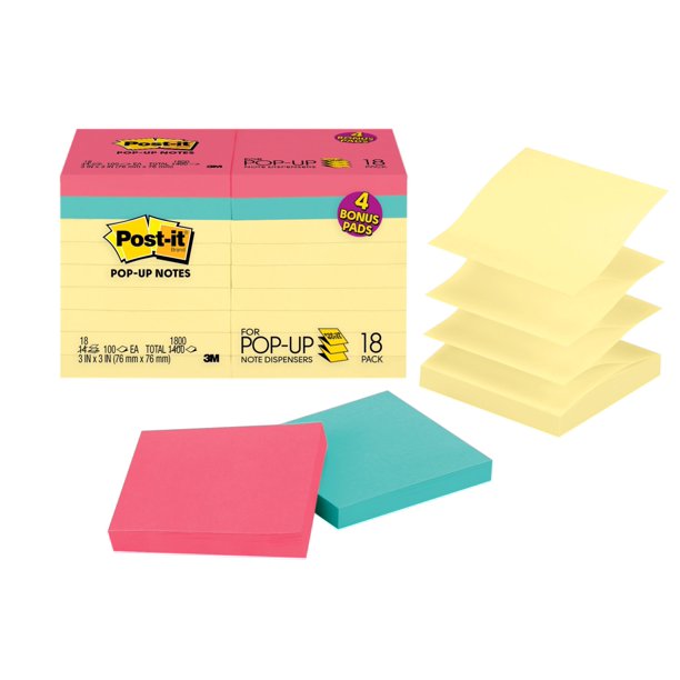Post-it Dispenser Pop-up Notes Value Pack, 3 in x 3 in, Canary Yellow ...
