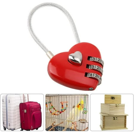 Lepai Heart Shaped Padlock, 3 Digit Mini Code Lock, With Love Heart ...