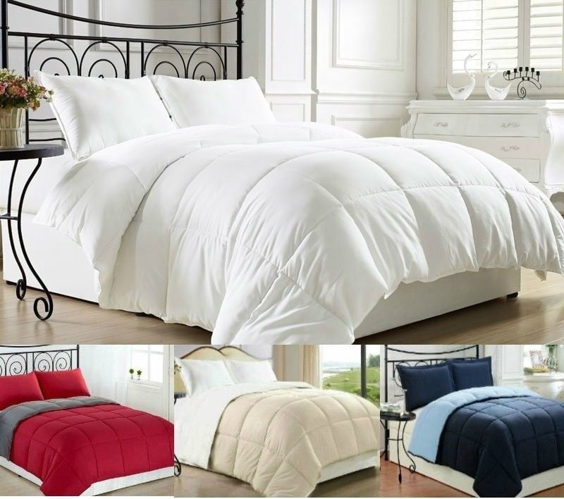 Luxury Reversible Goose Down Alternative Comforter - 6 Sizes 10 Colors ...
