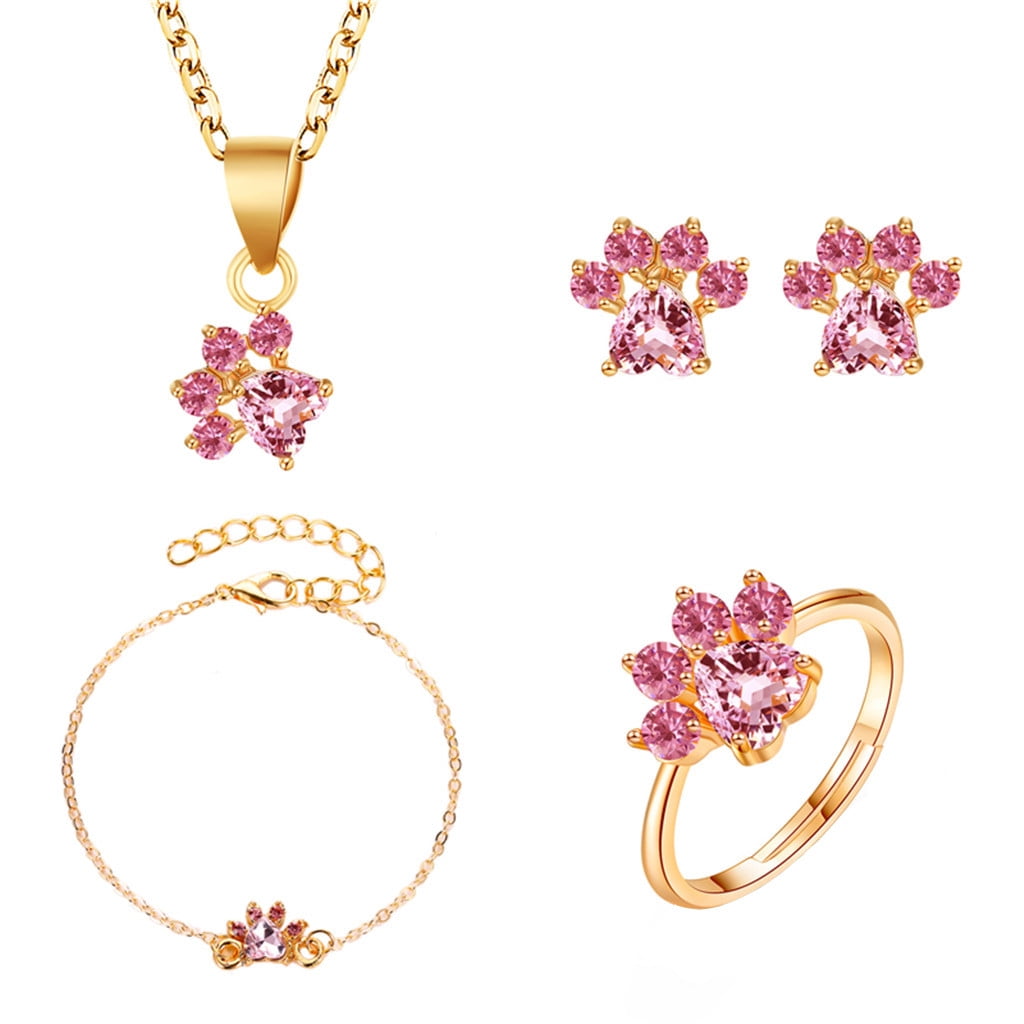 Click here for Yangzheee Cute Cartoon Cat Necklace Earrings Four-... prices