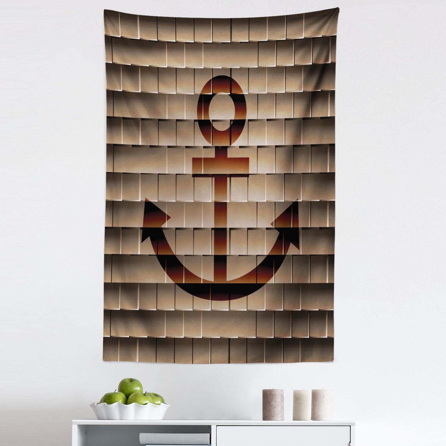 Nautical Tapestry, Digital Nautical Anchor on Square Marine Life Theme ...