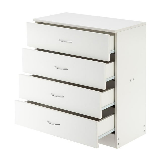 Winado Bedroom Furniture: 4-Drawer MDF Wood Dresser, White with Metal ...