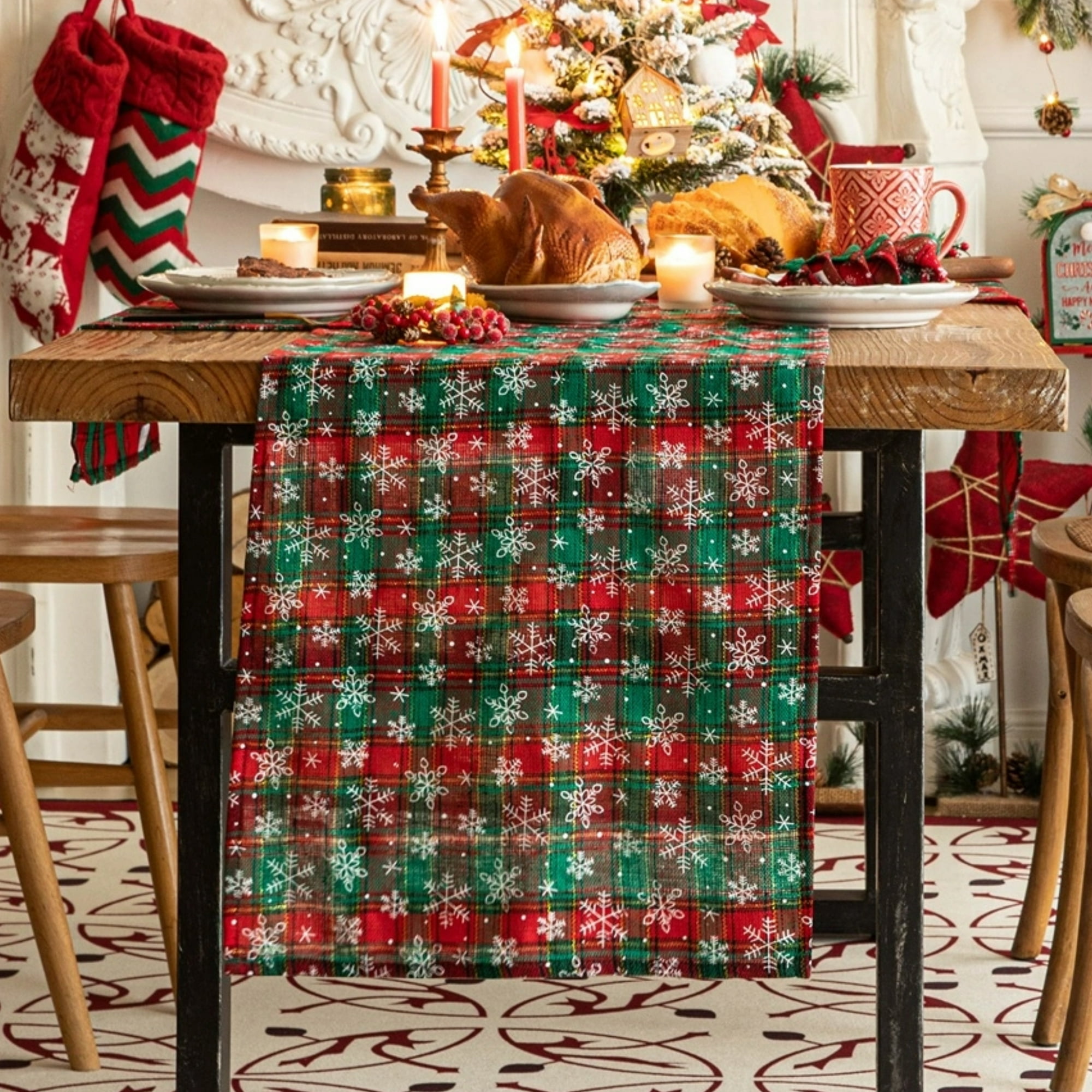 Click here for Plaid Christmas Table Runner  Winter Holiday Snowf... prices