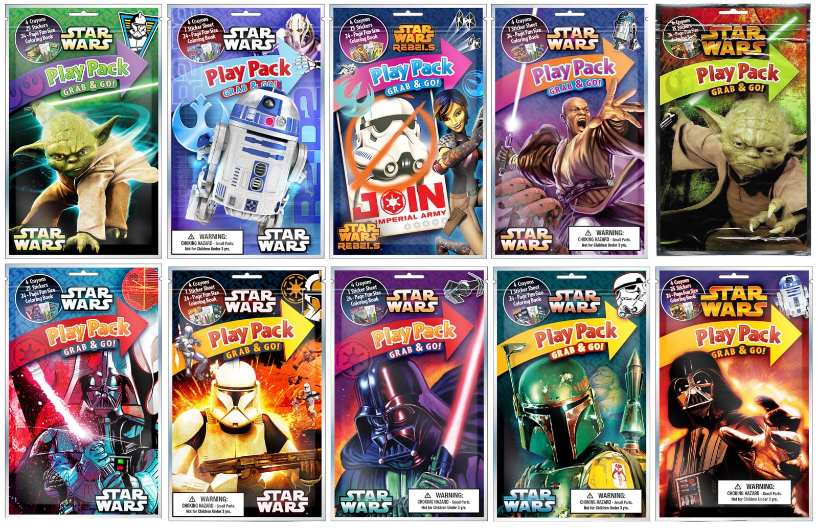 Bundle of 10 Unique Star Wars Grab & Go Play Packs - Yoda, Darth Vader ...