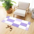 Light Purple Squares Pattern Bath Mat 39x20 Inch Soft Absorbent Non ...